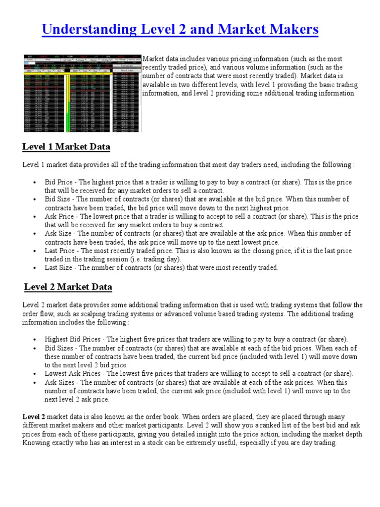 Understanding Level 2 Market Data and Market Makers | PDF | Day Trading ...