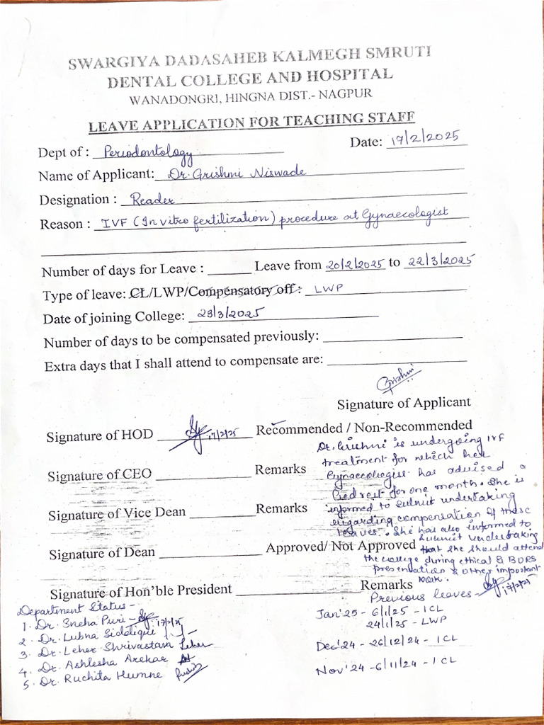 Leave Application With Medical Certificate | PDF