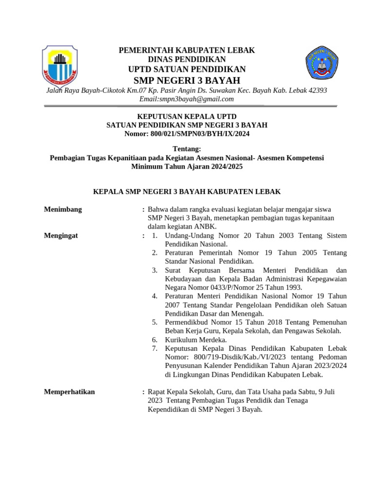 LAMPIRAN ANBK 2024 | PDF