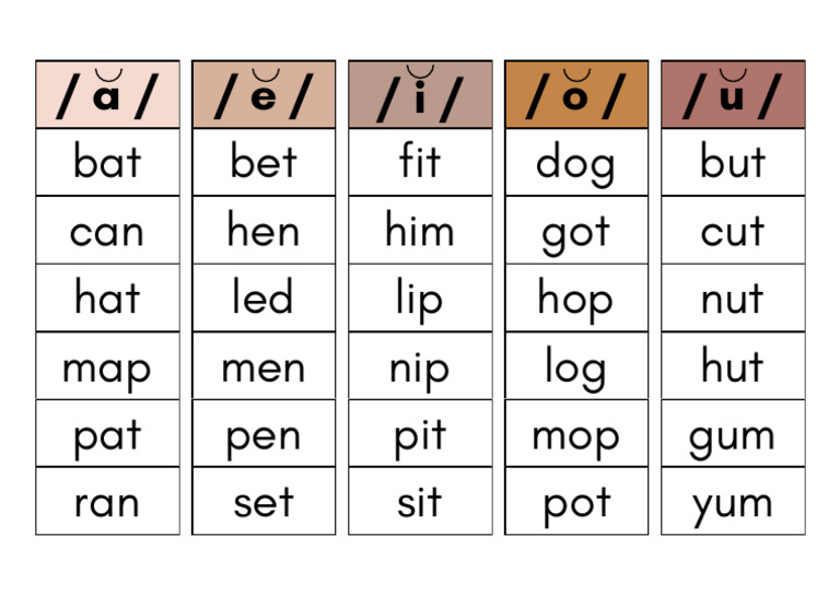 CVC Short Vowel Sound Flashcards | PDF
