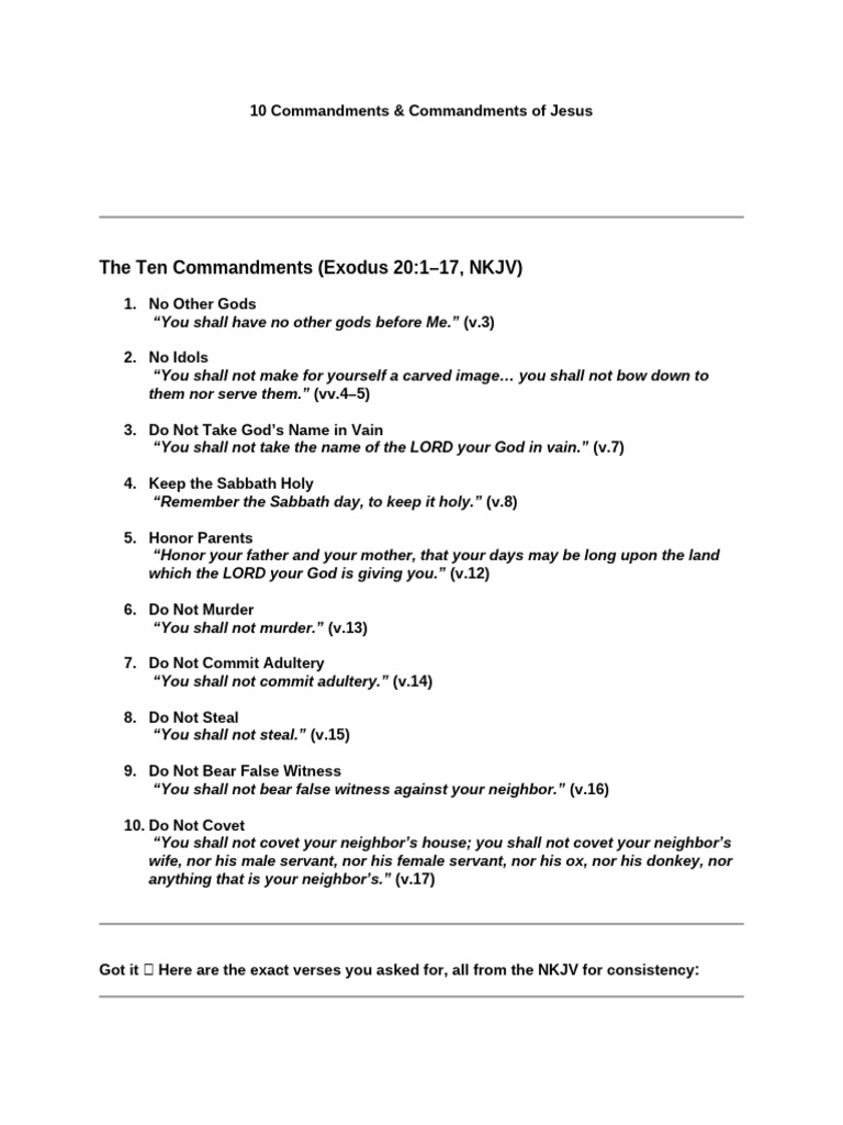 10 Commandments & Commandments of Jesus | PDF | Ten Commandments | Jesus