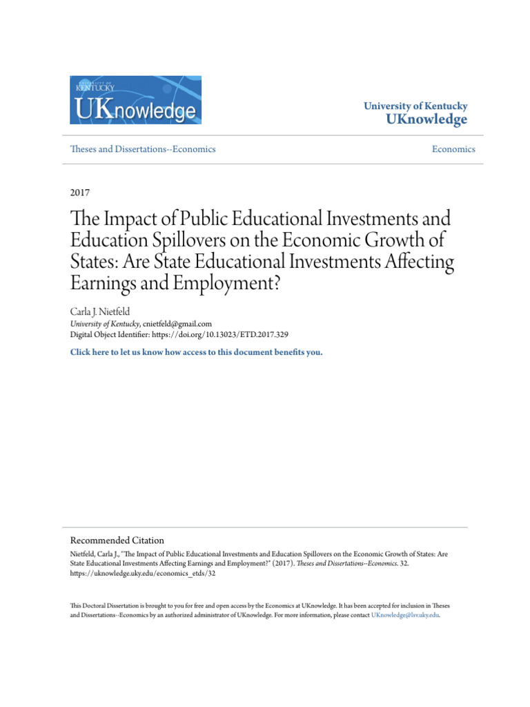 The Impact of Public Educational Investments and Education | PDF | Cost ...