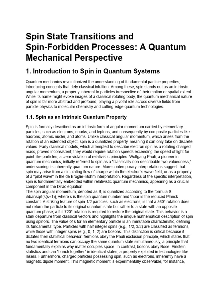 Quantum Spin Transitions Explained | PDF | Spin (Physics) | Electron
