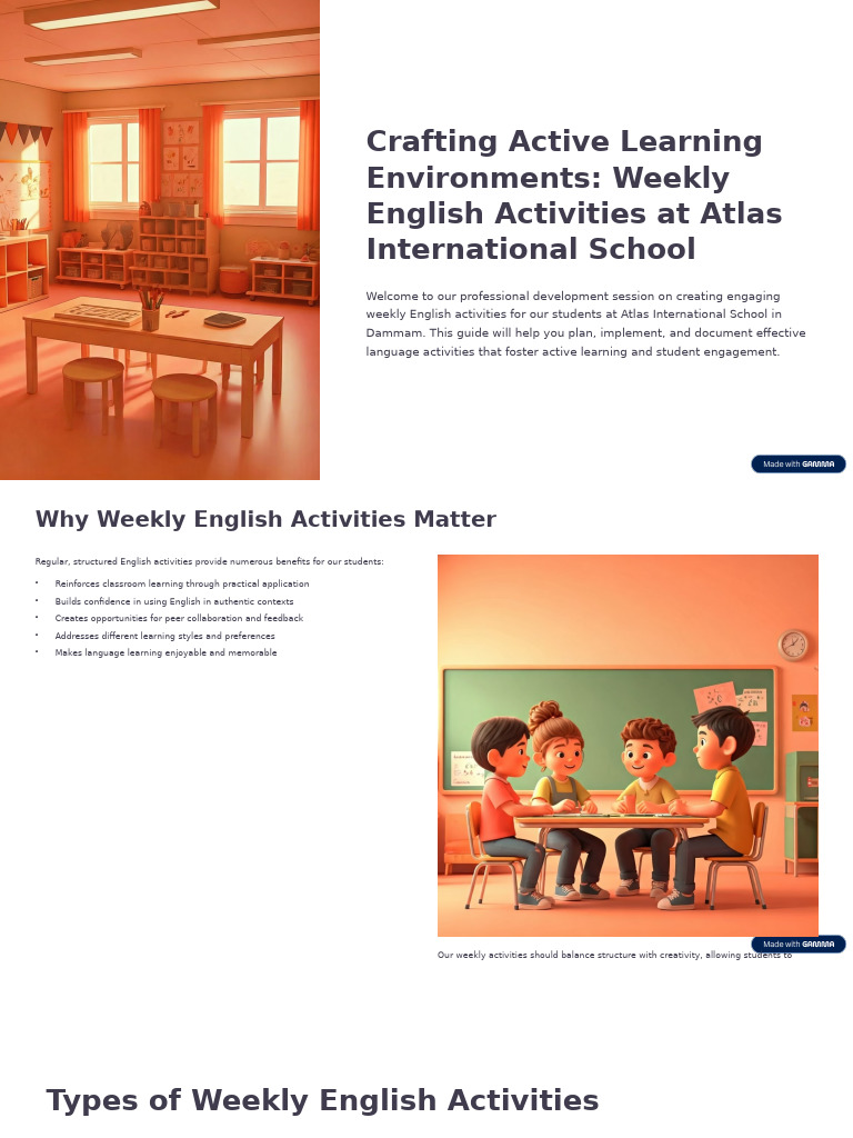 Weekly English Activities Guide | PDF | English Language | Learning