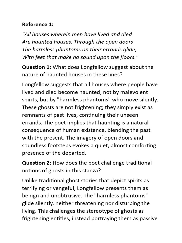 Haunted Houses Q+a+ Poetic Devices | PDF | Ghosts | Force