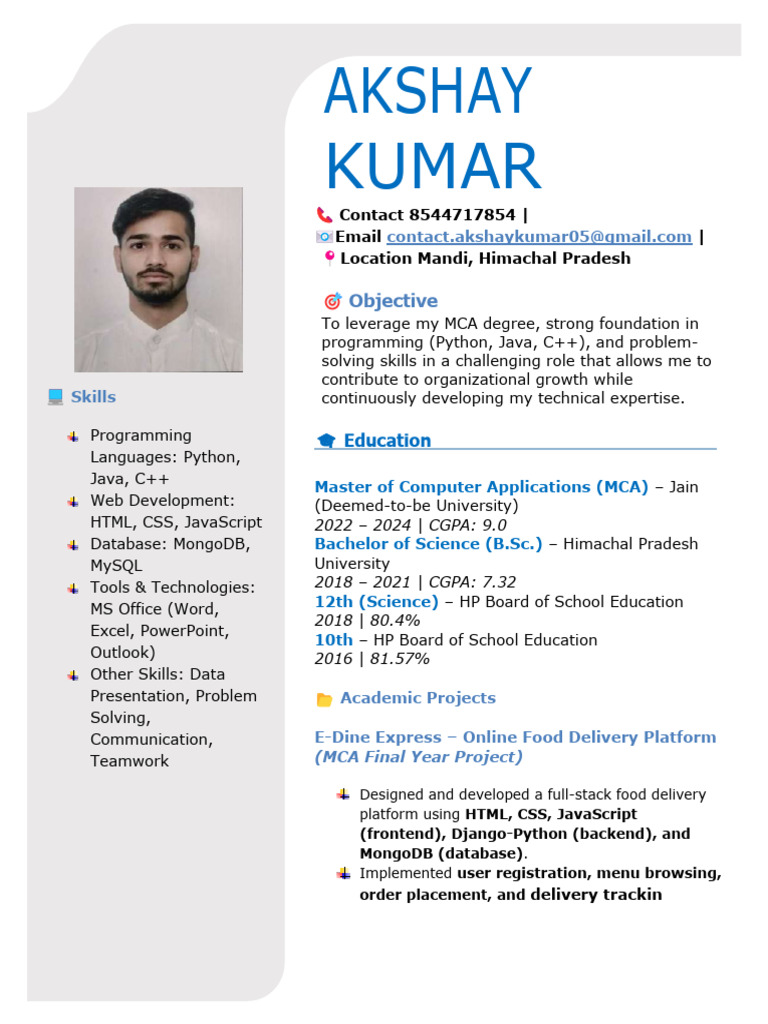 Akshay Resume 2025 August_compressed | PDF | Python (Programming Language) | Artificial Intelligence