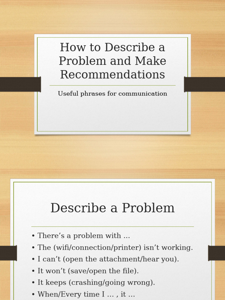 Describe Problem Recommendations | PDF