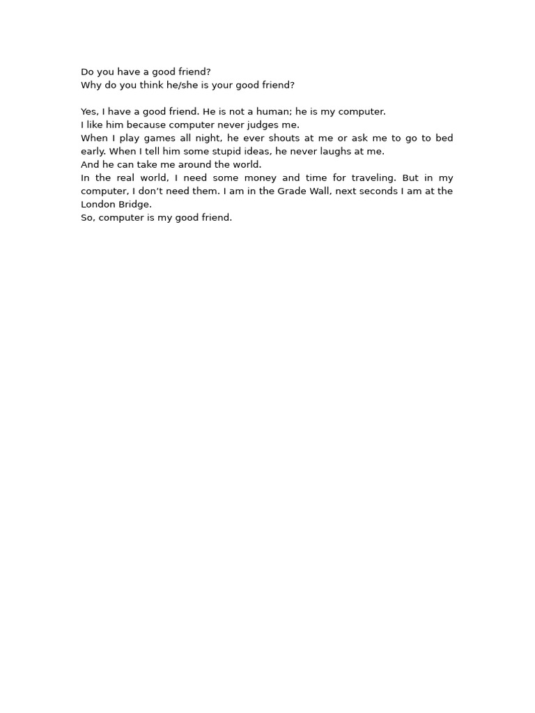 Do You Have A Good Friend | PDF