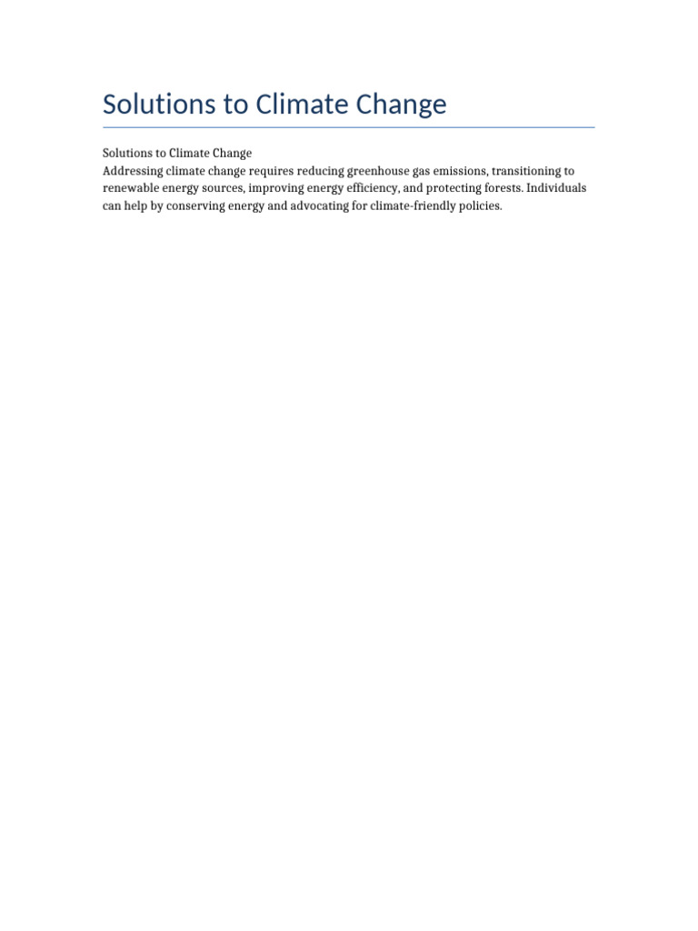 Solutions to Climate Change | PDF