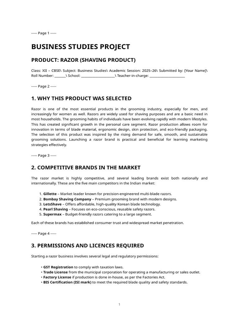 Razor Marketing Project | PDF | Razor | Shaving