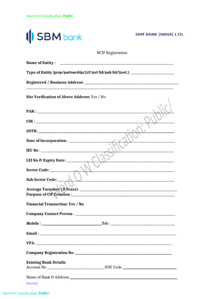 SBM Bank Ncif - Format | PDF
