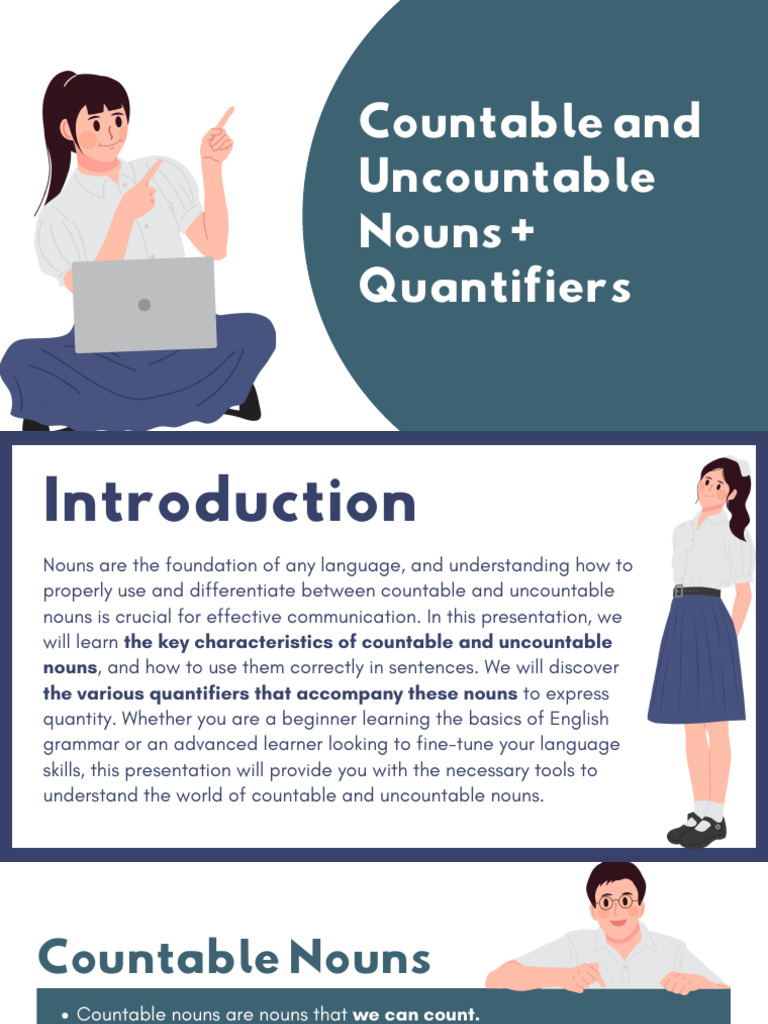 Countable and Uncountable Nouns Presentation in Blue White and Green Illustrative Style | PDF ...