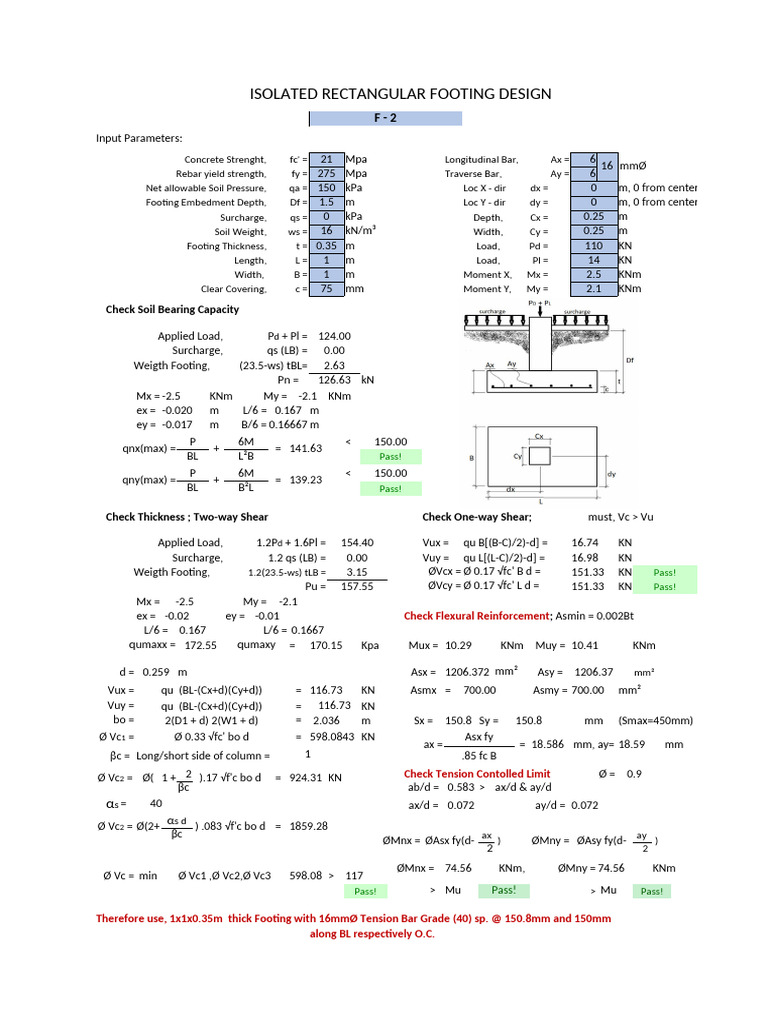 Isolated Rectangular Footing v.3 | PDF | Mechanical Engineering ...