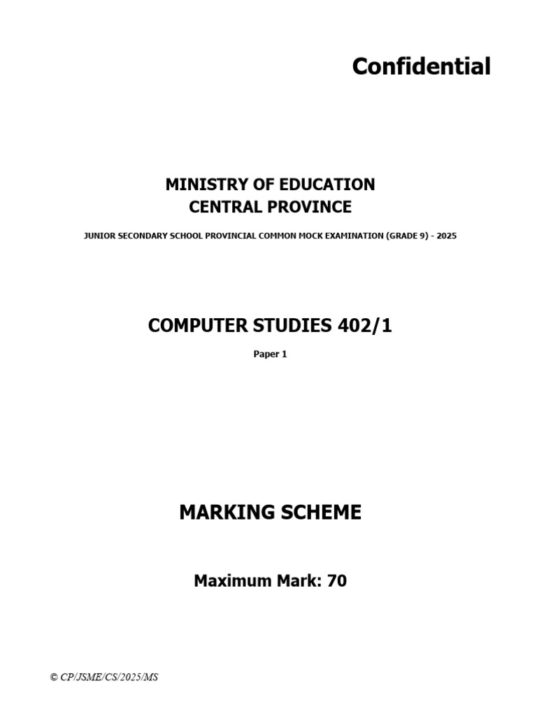 g9 Central Provincial Common Mock 2025 - Marking Key | PDF | Microsoft Word | Computer Science