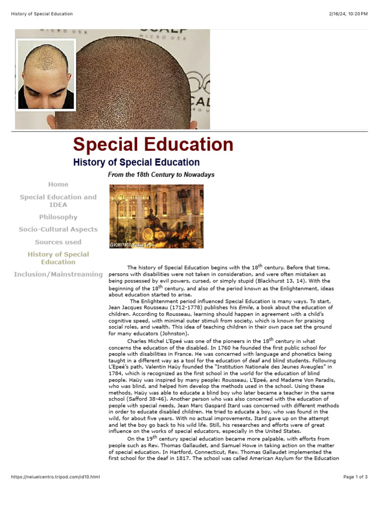 History of Special Education Evolution | PDF | Disability