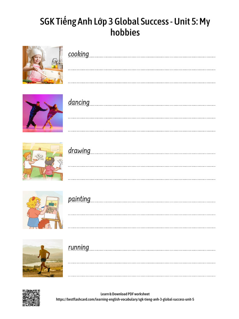 SGK3 Unit5 My Hobby Writing Worksheet | PDF