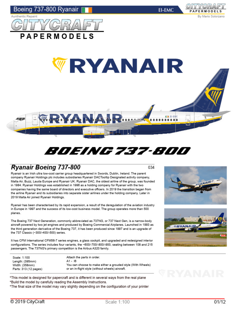 Boeing 737-800_Ryanair_1;100 | PDF | Transport | Boeing