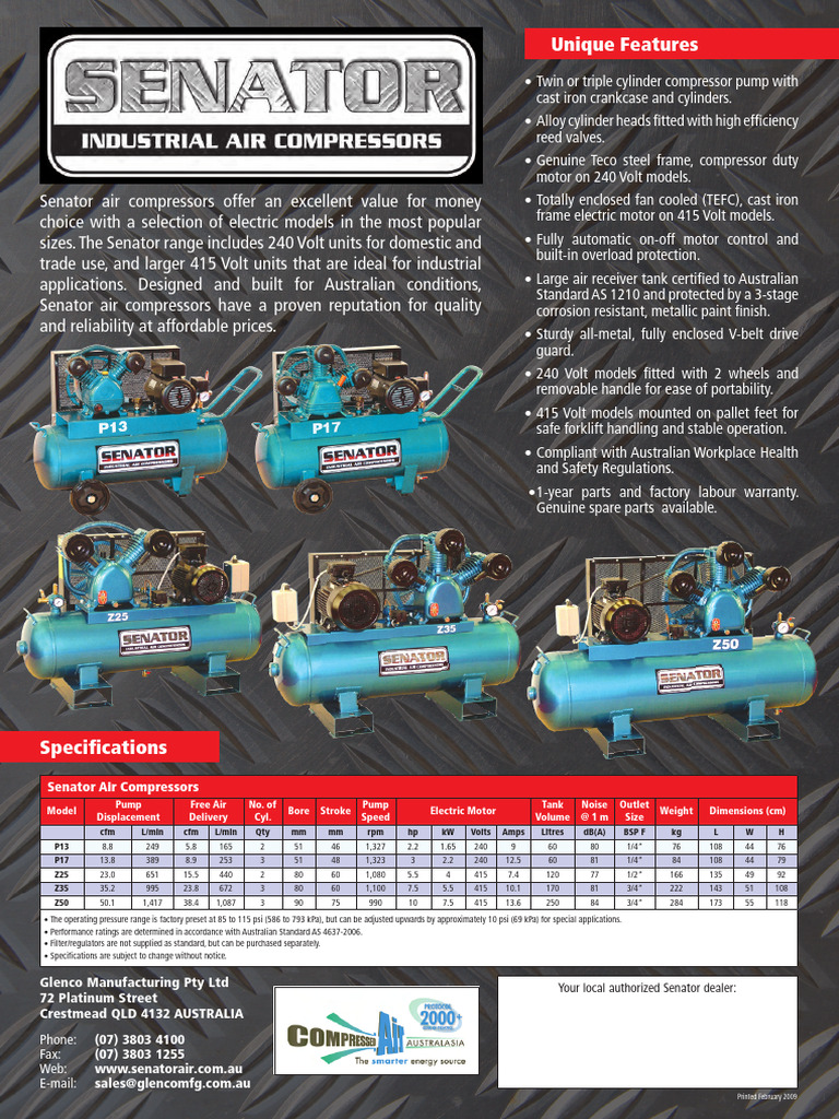 Senator Air Compressors Overview | PDF | Engines | Pump