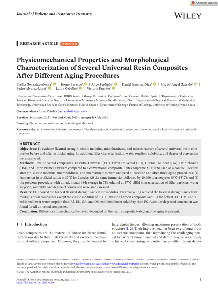 Universal Resin Composites: Aging Effects | PDF | Dental Composite ...