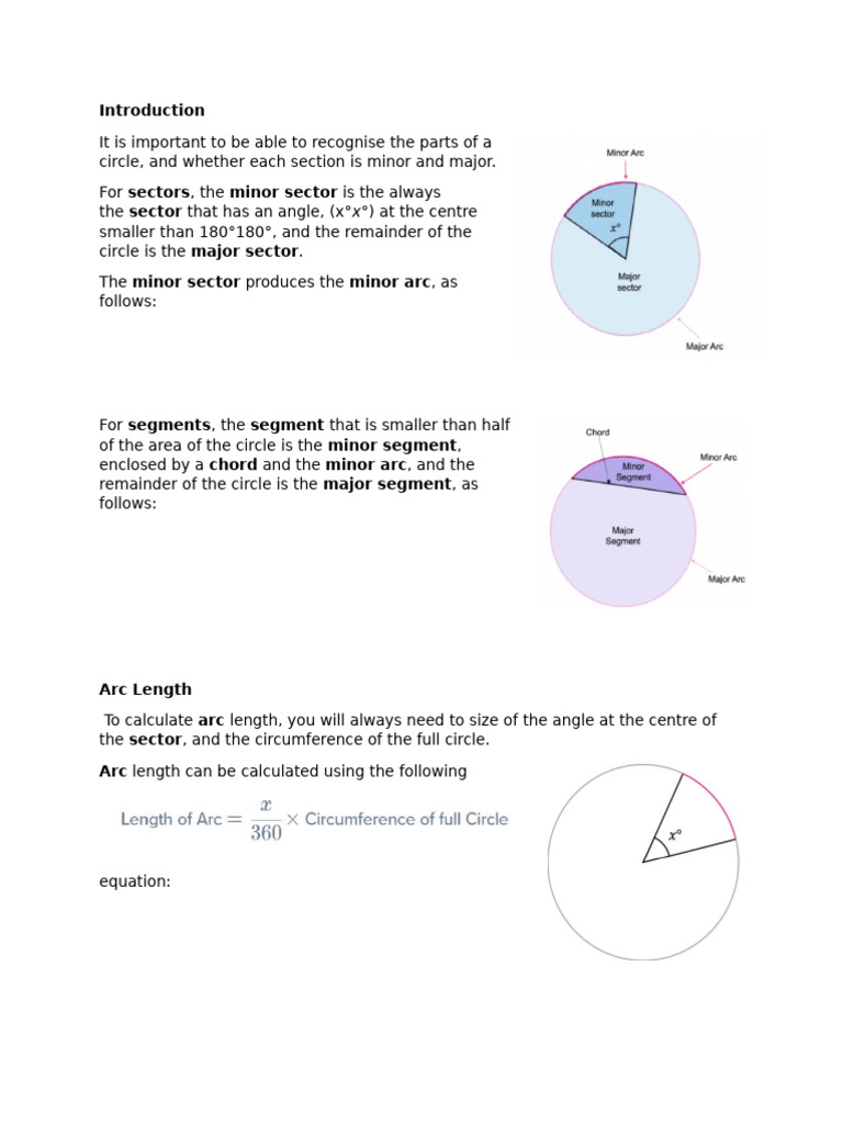 Circle Sector and Segment Formulas | PDF