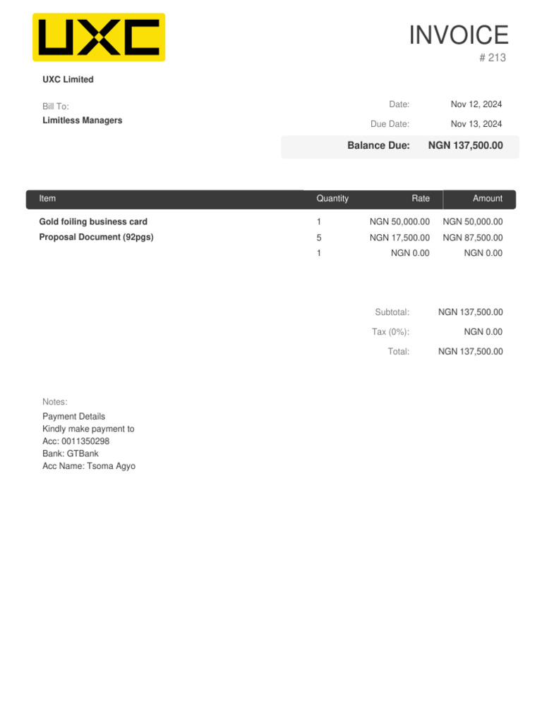 Limiteless Manager Invoice | PDF
