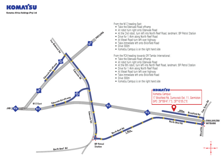 Directions to Komatsu Campus Germiston | PDF