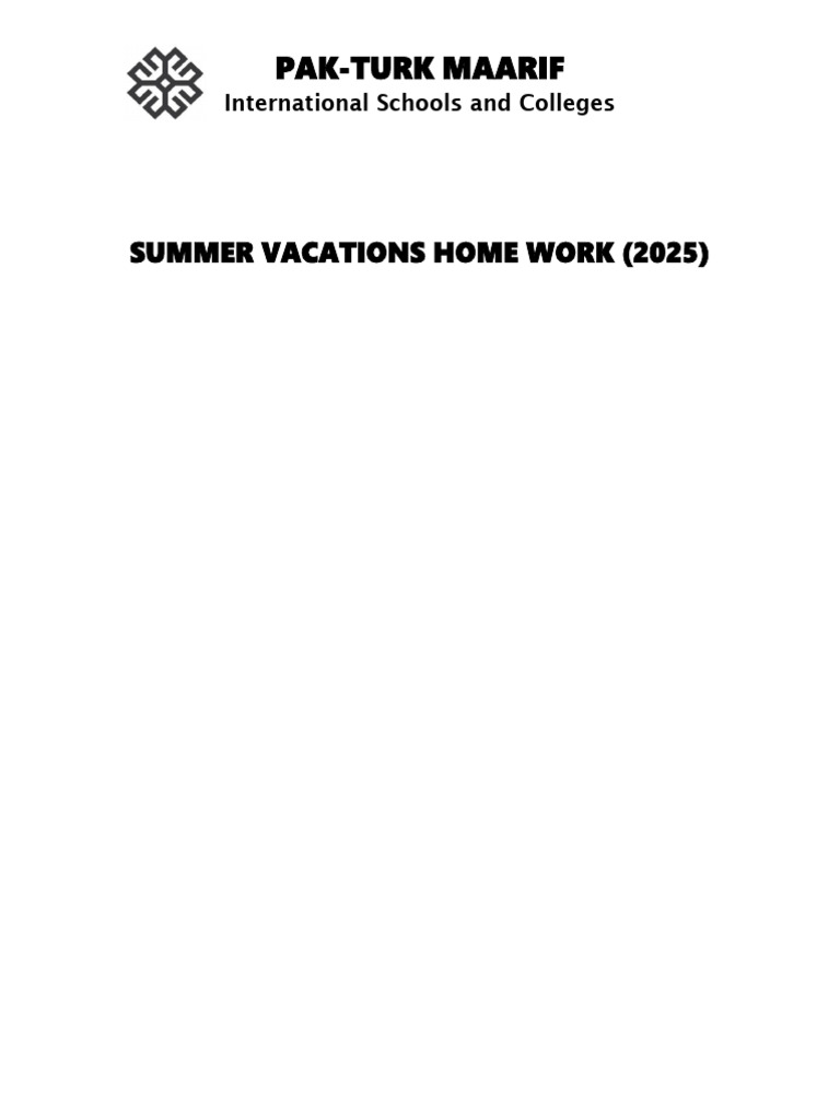 Summer Vacations Homework Ig2 | PDF