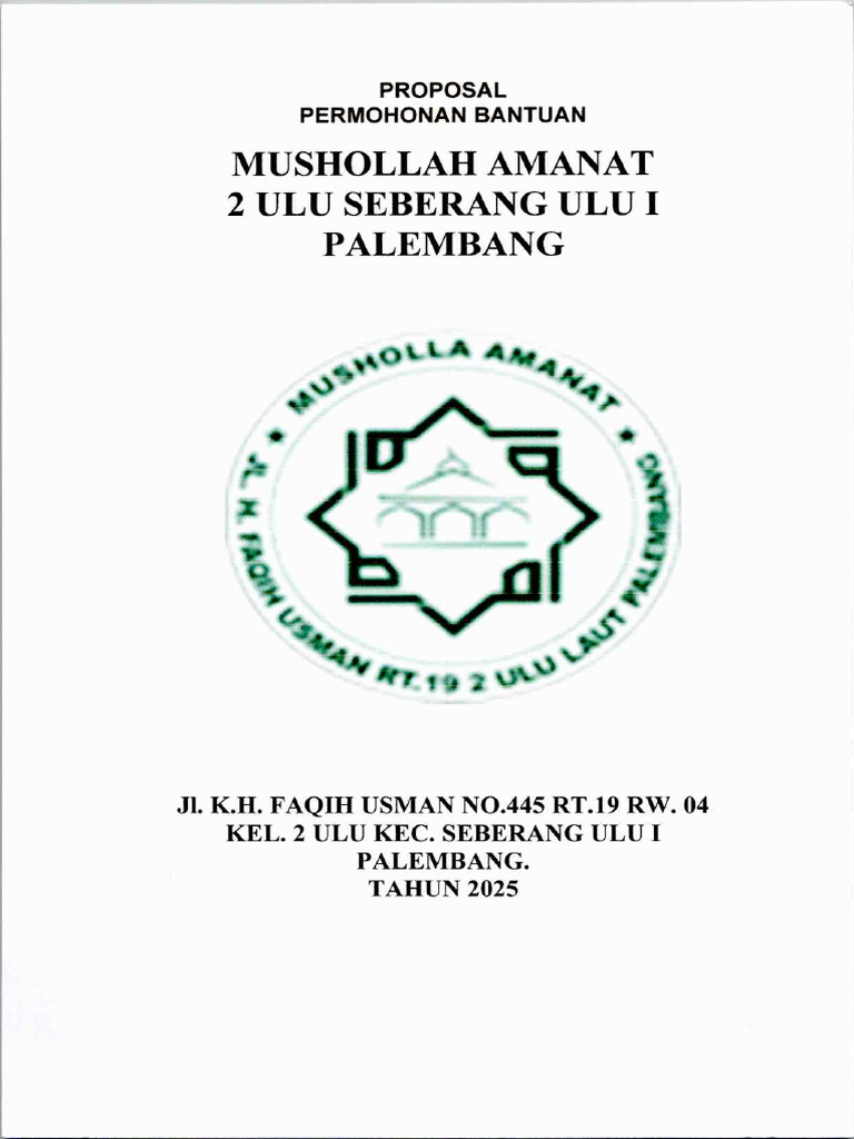 Proposal dan Gambar Rencana Mushollah Amanat | PDF