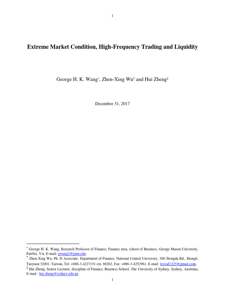 HFT Impact on Liquidity in Extreme Markets | PDF | High Frequency ...