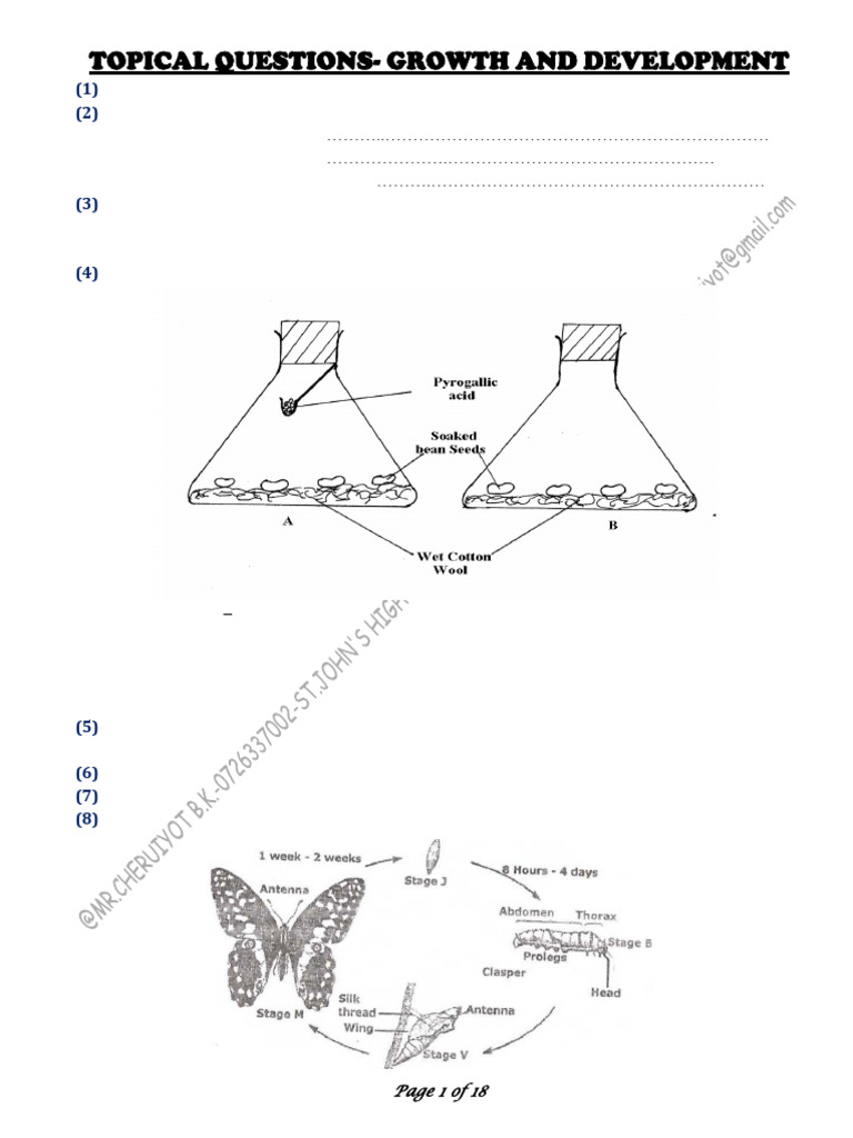 Topical Questions on Growth and Development | PDF | Germination | Seed