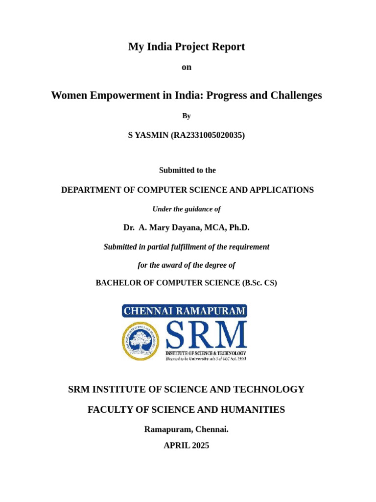 My India Project Report Front Page | PDF | Women's Rights | Discrimination & Race Relations