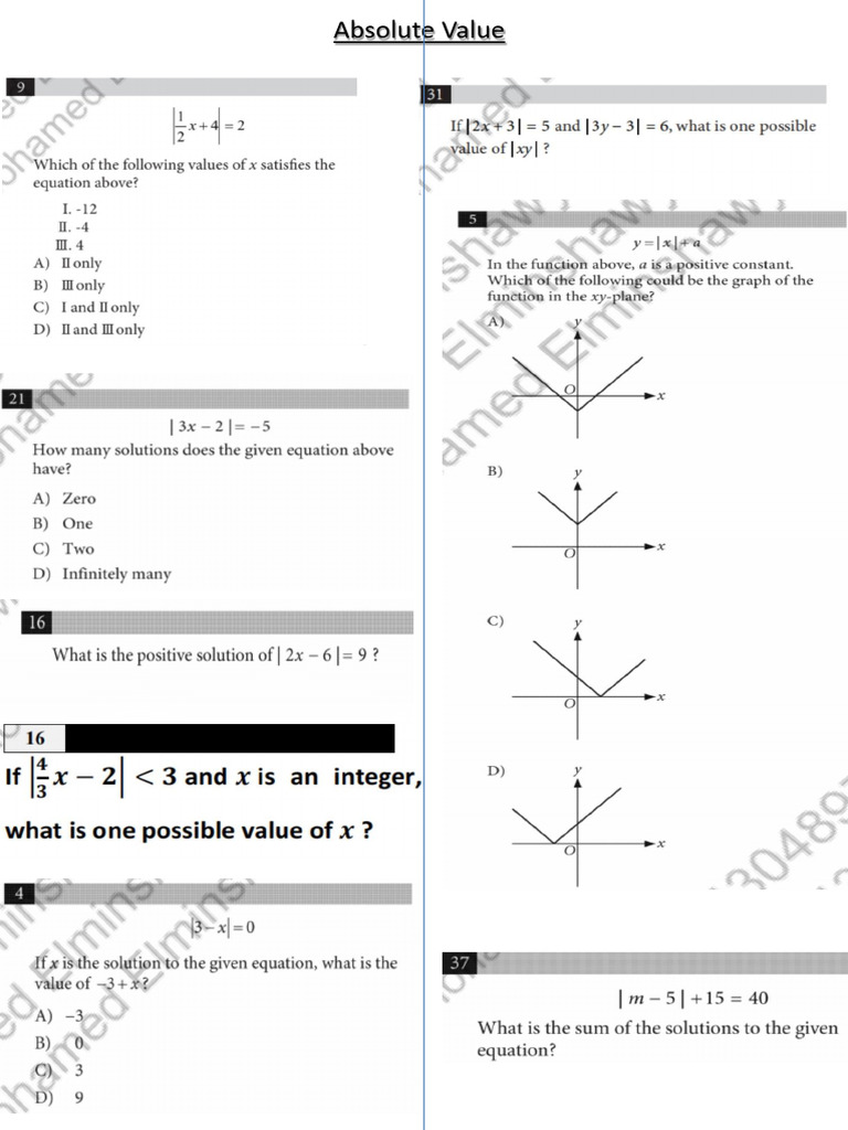 Absolute Value | PDF