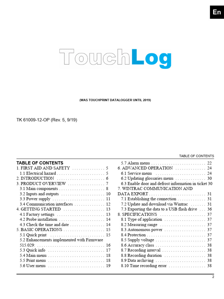 TouchLog Datalogger User Manual | PDF | Usb | Touchscreen