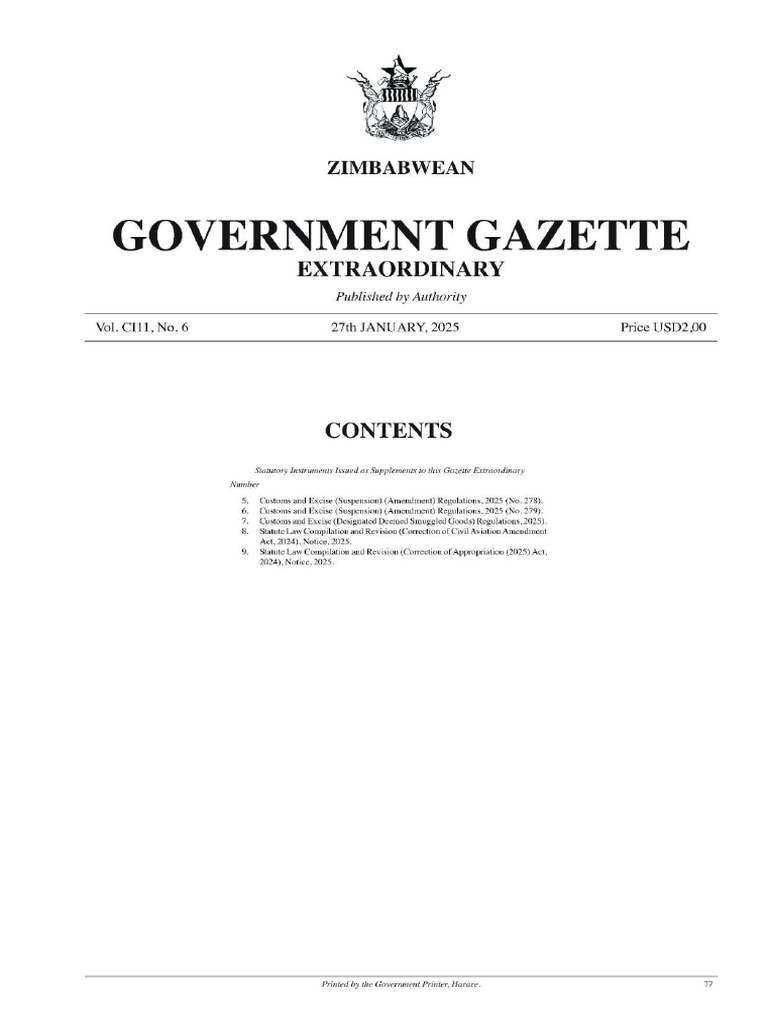 Customs and Excise Amendments 2025 | PDF | Justice | Crime & Violence