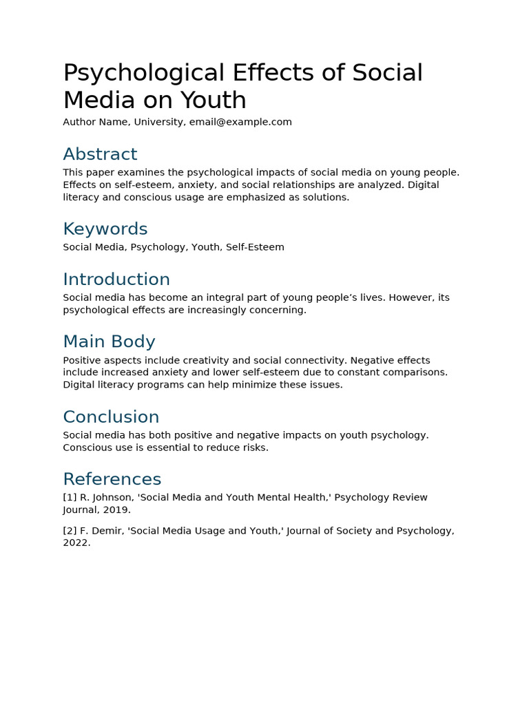 Psychological Effects of Social Media On Youth | PDF