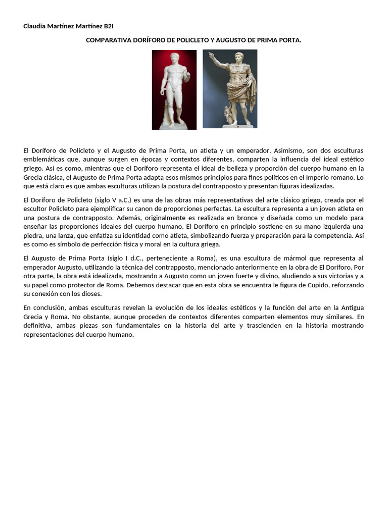 Comparativa: Doríforo y Augusto | PDF
