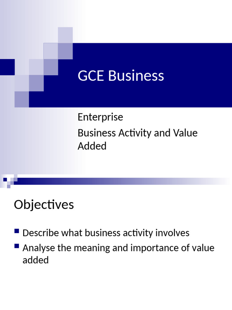 GCE Business Enterprise Business Activity and Value Added | PDF | Goods ...