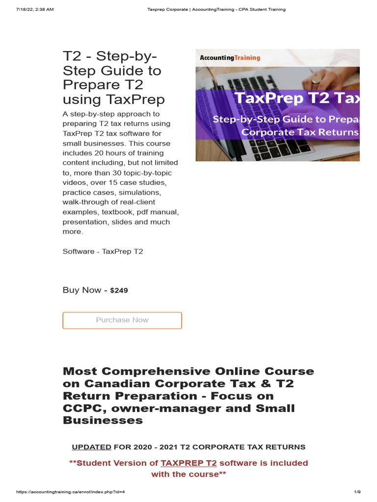 Taxprep T2 Training for CPA Students | PDF | Taxes | Government Finances
