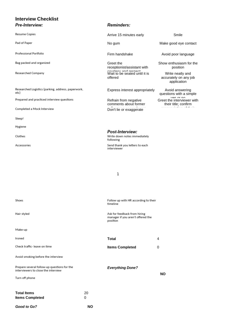 Essential Interview Preparation Checklist | PDF