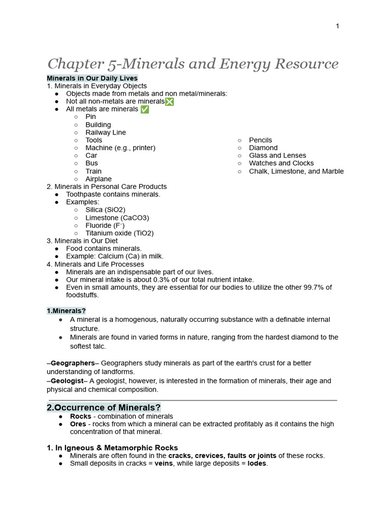 Minerals and Their Everyday Uses | PDF | Rock (Geology) | Sedimentary Rock