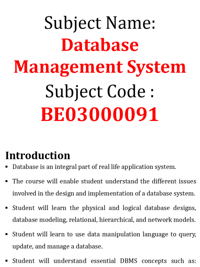 Unit-1 Introductory Concepts of DBMS | PDF | Databases | Relational Model