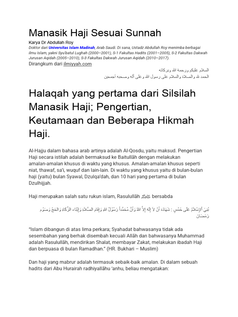 Kewajiban dan Sunnah Haji dalam Islam | PDF
