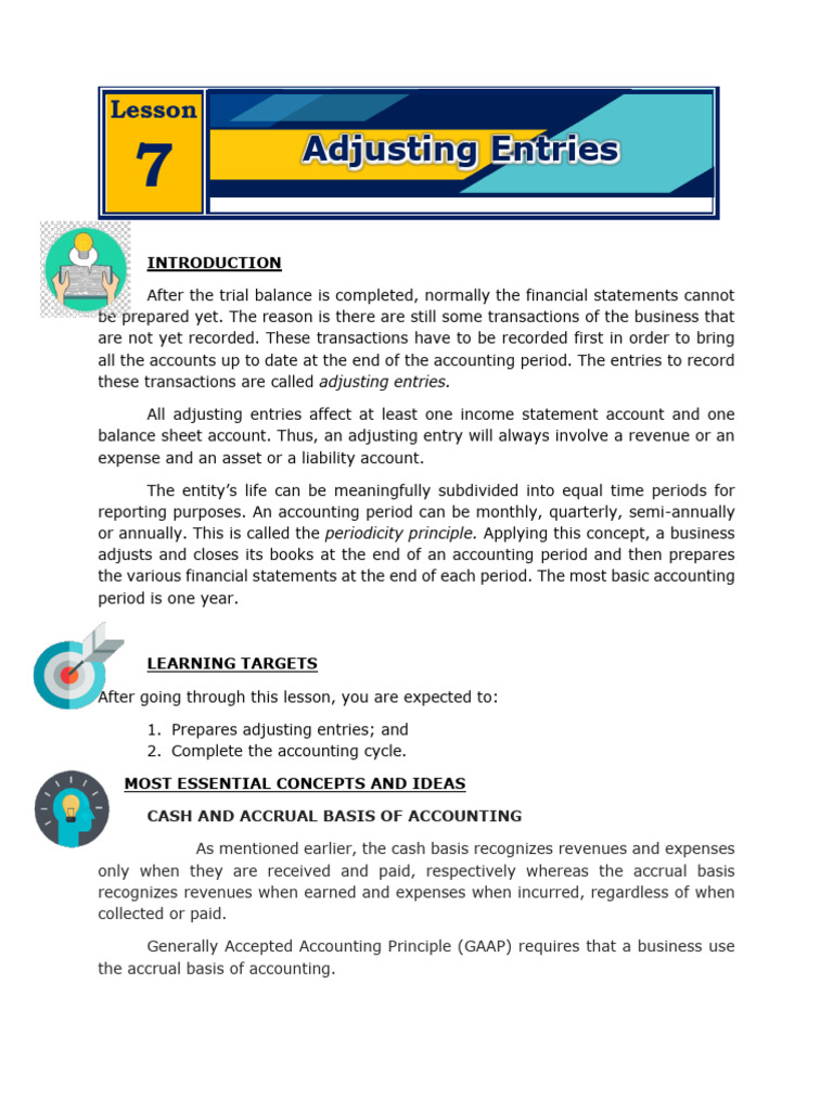 Adjusting Entries in Accounting Basics | PDF | Depreciation | Accrual