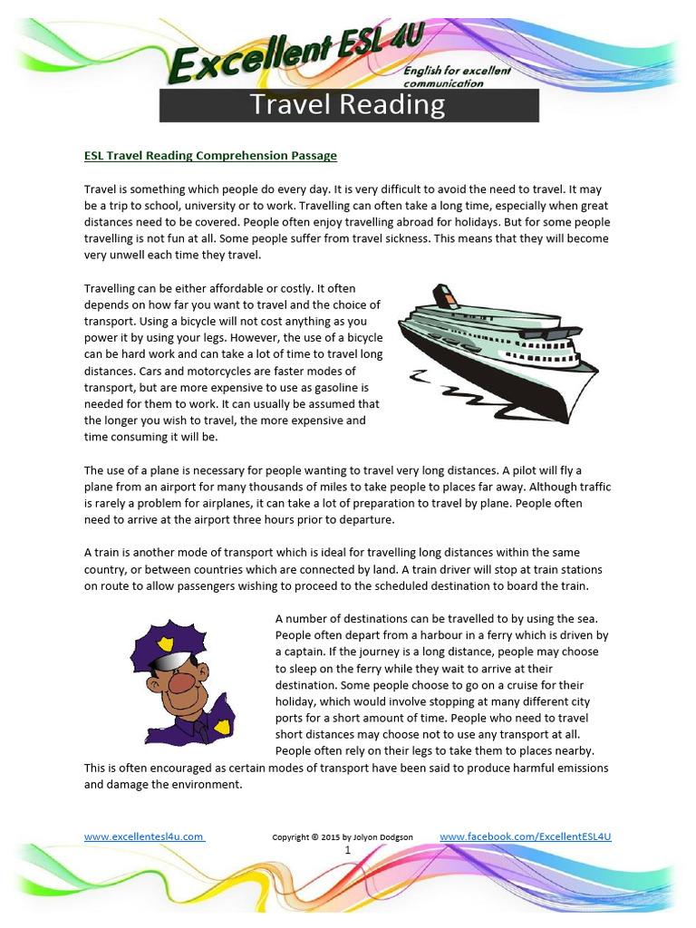 ESL Travel Reading Comprehension Guide | PDF | Transport | Train