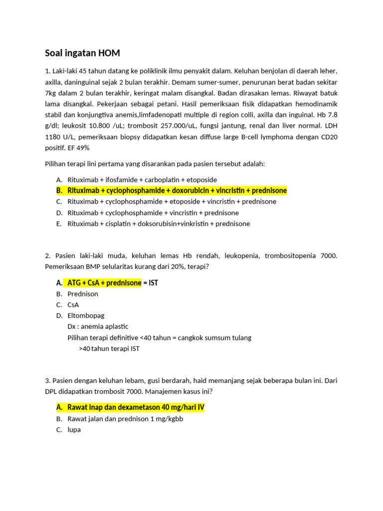 Soal Ingatan HOM 50 Jawaban | PDF