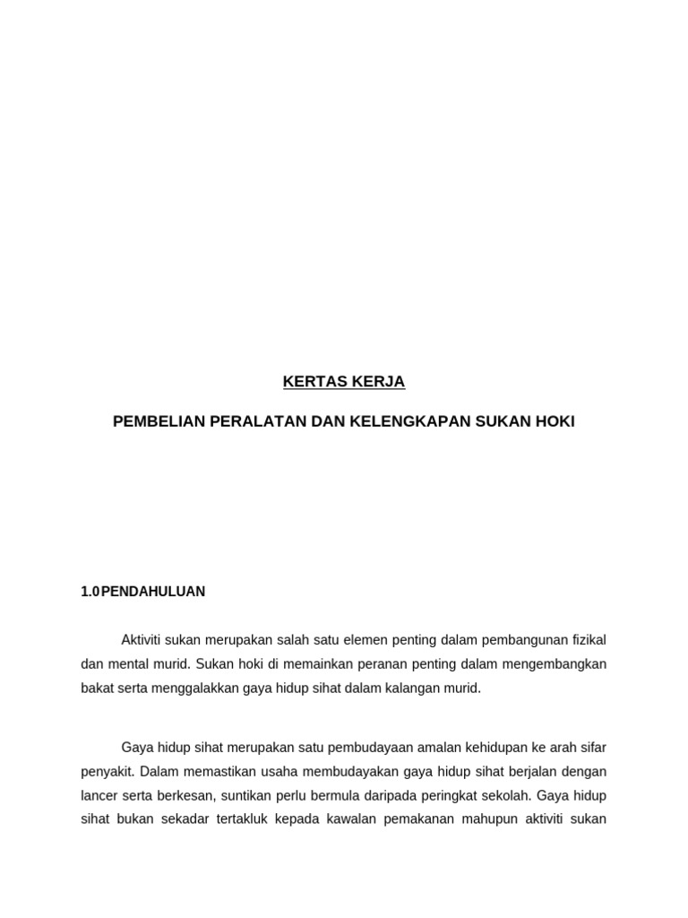 Kertas Kerja Permohonan Hoki | PDF