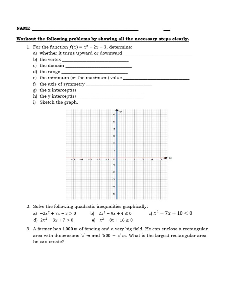Worksheet On Application of Graph of Funtions | PDF