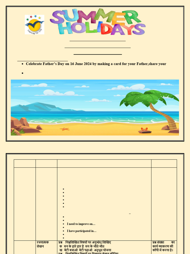 SFWS - Class-X - Summer-Holiday-HW Homework | PDF | Natural Environment