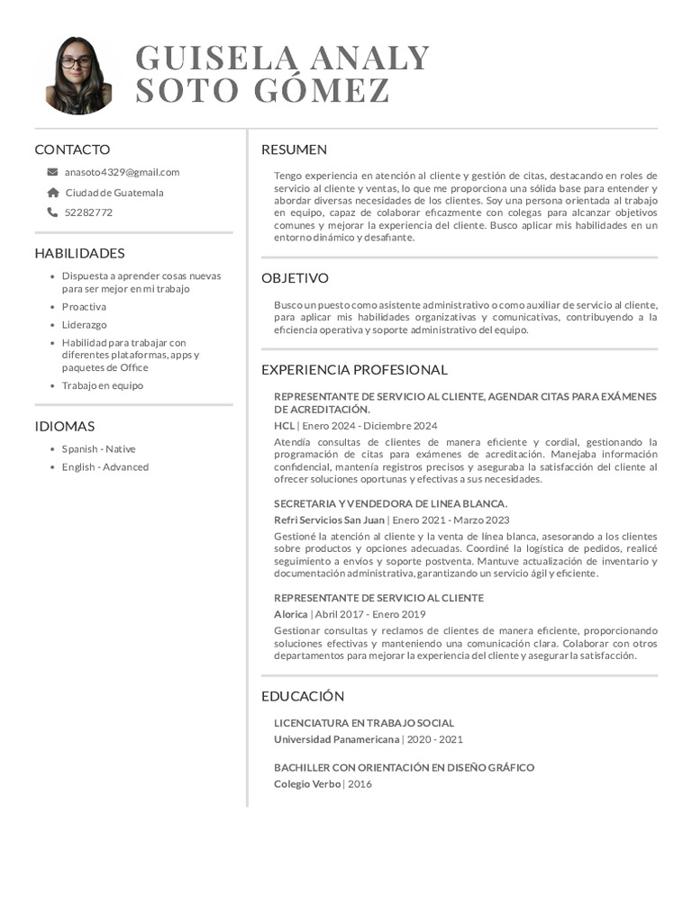 Guisela Analy Soto Gmez | PDF | Servicio al Cliente | Cliente