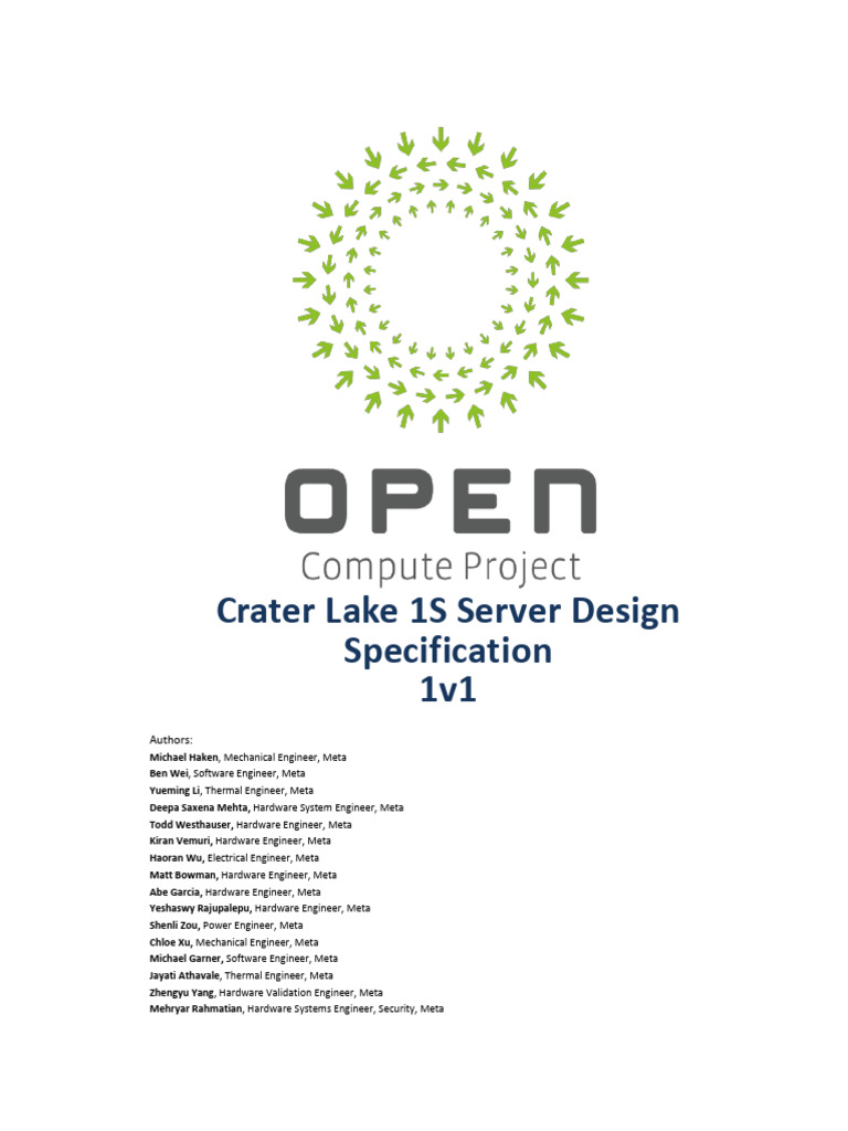 Crater Lake Design Specification v1.1 | PDF | Bios | Computer Architecture
